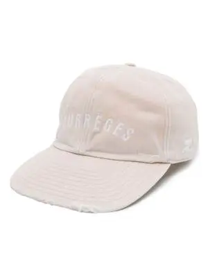 COURREGES Logo-embroidered Distressed Cap - Neutrals