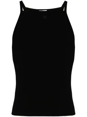 COURREGES Ribbed-knit Tank Top - Black
