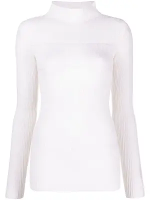 MSGM Mock-neck Knitted Top - White