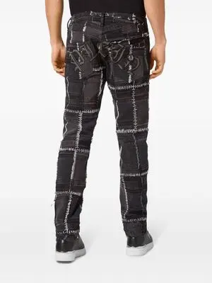 Philipp Plein Patchwork Straight-leg Jeans - Grey