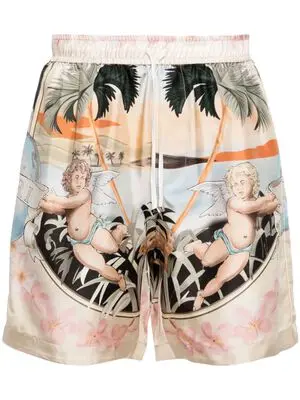 Amiri Short Silk Shorts - Neutrals