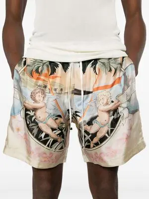 Amiri Short Silk Shorts - Neutrals
