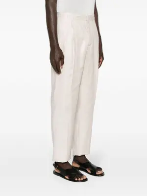 LARDINI Linen-blend Tapered Trousers