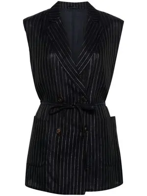 Brunello Cucinelli Pinstripe-pattern Belted Waistcoat