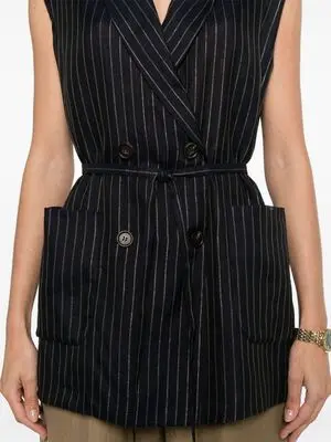Brunello Cucinelli Pinstripe-pattern Belted Waistcoat