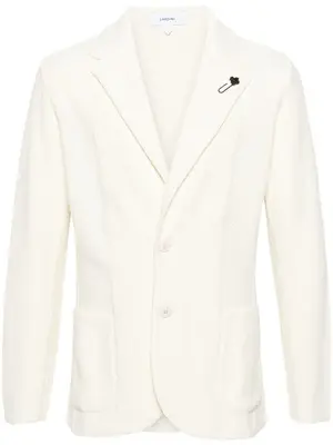 LARDINI Chevron-knit Single-breasted Blazer - White