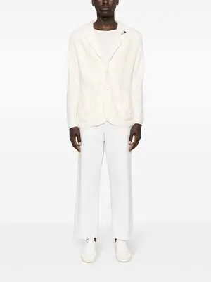 LARDINI Chevron-knit Single-breasted Blazer - White