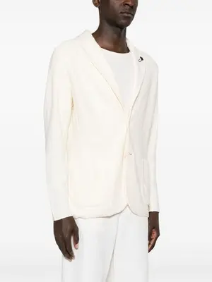 LARDINI Chevron-knit Single-breasted Blazer - White