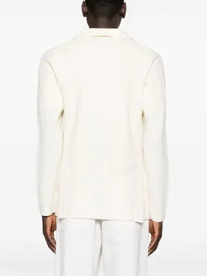 LARDINI Chevron-knit Single-breasted Blazer - White