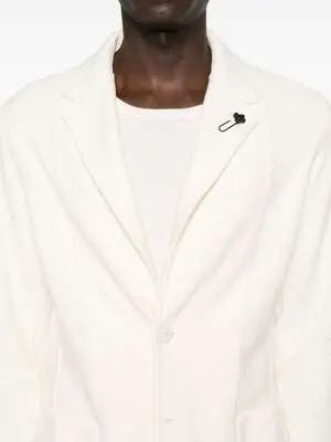 LARDINI Chevron-knit Single-breasted Blazer - White