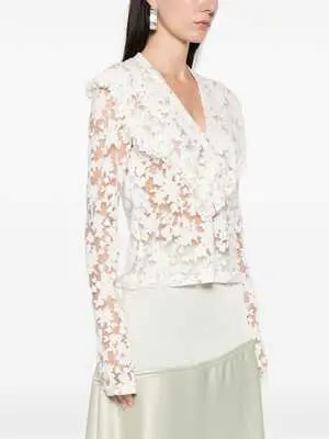 Philosophy Di Lorenzo Serafini Floral-devoré Semi-sheer Blouse