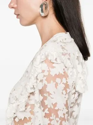 Philosophy Di Lorenzo Serafini Floral-devoré Semi-sheer Blouse