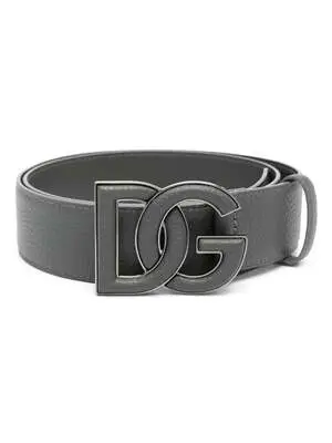 Dolce & Gabbana Logo-buckle Leather Belt - Grey