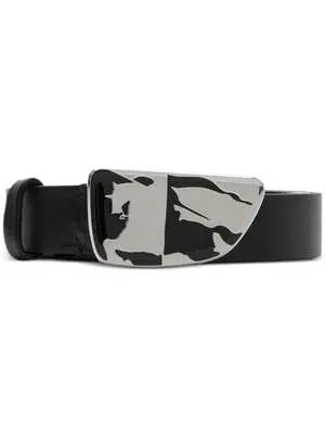 Burberry Leather Belt With Equestrian Knight Detail - Black
