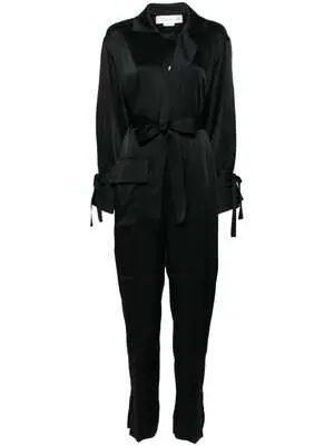 Victoria Beckham Spread-collar Crepe Jumpsuit - Black