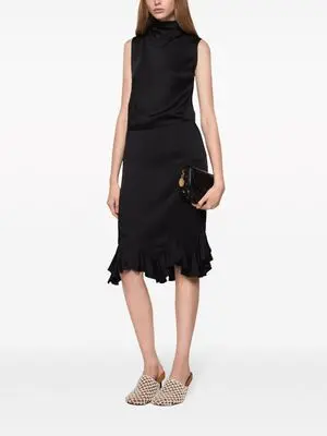 Stella McCartney Ruffled Satin Midi Skirt - Black