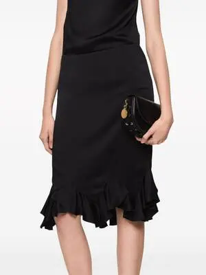 Stella McCartney Ruffled Satin Midi Skirt - Black