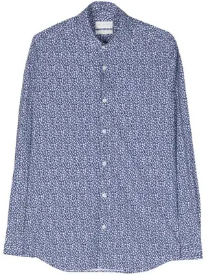 DELL'OGLIO Floral-print Classic-collar Shirt