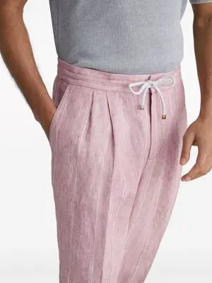 Brunello Cucinelli Striped Linen Trousers - Pink
