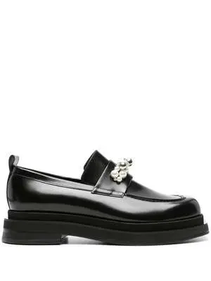 Simone Rocha Pearl-detail Leather Loafers - Black