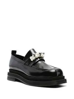 Simone Rocha Pearl-detail Leather Loafers - Black