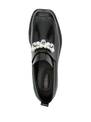 Simone Rocha Pearl-detail Leather Loafers - Black