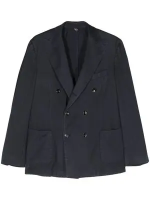 DELL'OGLIO Double-breasted Wool Blazer - Blue