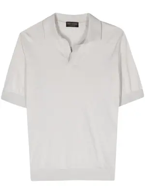DELL'OGLIO Split-neck Cotton Polo Shirt - Grey
