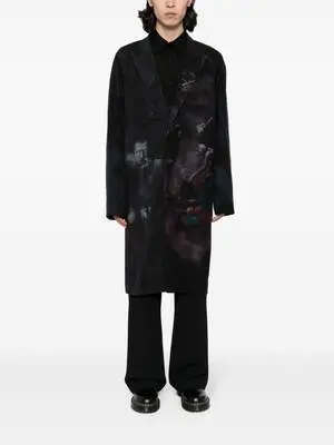 Yohji Yamamoto Single-breasted Graphic Print Coat