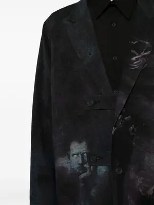 Yohji Yamamoto Single-breasted Graphic Print Coat