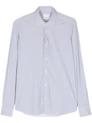 DELL'OGLIO Geometric-print Long-sleeve Shirt - White