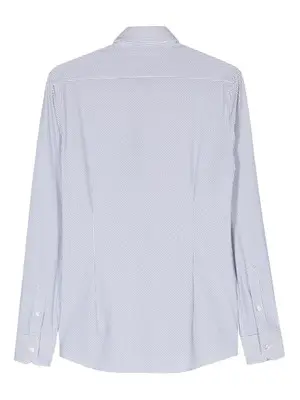 DELL'OGLIO Geometric-print Long-sleeve Shirt - White