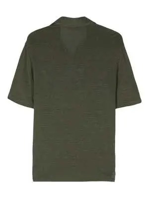DELL'OGLIO Short-sleeve Linen Polo Shirt - Green