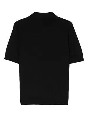 DELL'OGLIO Short-sleeve Cotton Polo Shirt - Black