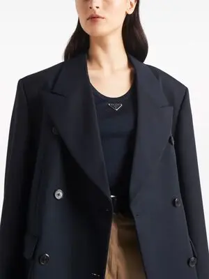 Prada Enamel-triangle Cotton Top - Blue