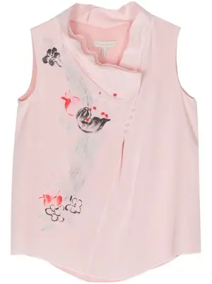 Shiatzy Chen Floral-print Silk Vest - Pink