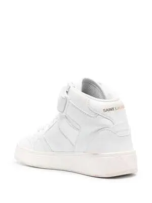 Saint Laurent Lax Distressed Leather Sneakers