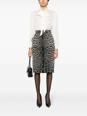 Saint Laurent Leopard-print Silk Skirt