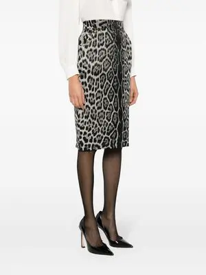 Saint Laurent Leopard-print Silk Skirt
