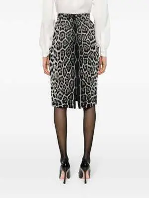 Saint Laurent Leopard-print Silk Skirt