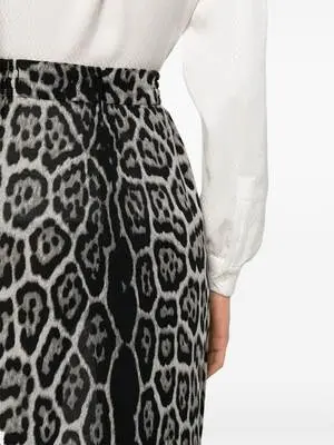 Saint Laurent Leopard-print Silk Skirt