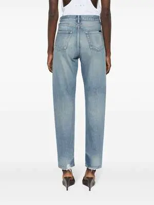 Saint Laurent Distressed High-waisted Tapered Jeans