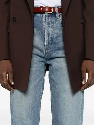 Saint Laurent Distressed High-waisted Tapered Jeans