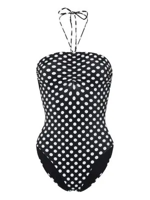 Saint Laurent Polka-dot Swimsuit - Black
