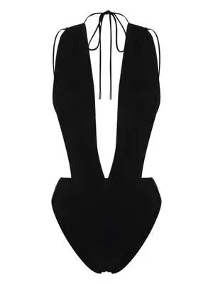 Saint Laurent V-neck Open-back Swimsuit - Black
