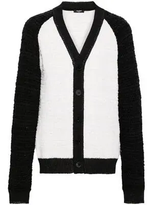 Balmain Colour-block Bouclé Cardigan - White