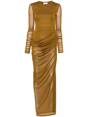 Saint Laurent Draped Voile Maxi Dress