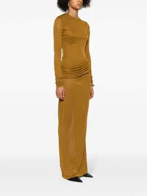 Saint Laurent Draped Voile Maxi Dress