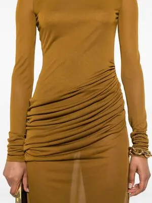 Saint Laurent Draped Voile Maxi Dress