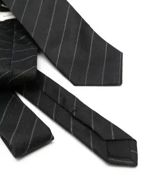 Saint Laurent Striped Sik Tie